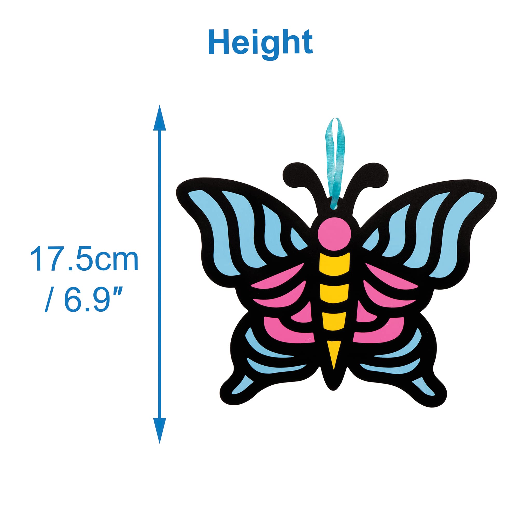 Baker Ross FE154 Butterfly Stained Glass Craft Kits - Pack of 6, Arts and Crafts for Kids to Decorate and Display, Make Your Own Decorations