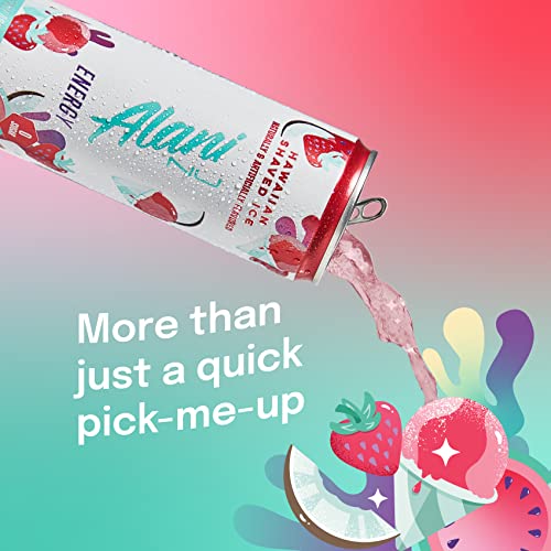 Alani Nu Sugar-Free Energy Drink, Pre-Workout Performance, Hawaiian Shaved Ice, 12 oz Cans (Pack of 12)