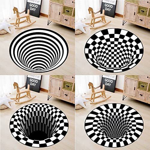 3D Vertigo Carpet, Round Floor Mat Living Room Coffee Table Carpet Home Floor Mat,Pattern 3,Diameter 80cm