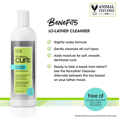 All About Curls Lo-Lather Cleanser Shampoo | Essential Moisture | Gentle Cleansing | Slightly Sudsy | All Curly Hair Types | Cruelty Free | Sulfate Free | 15 Fl Oz
