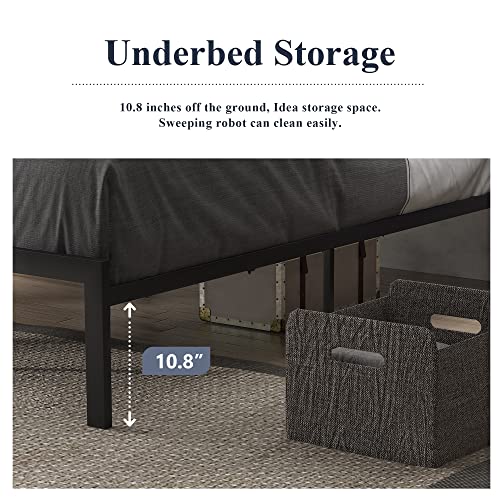 Allewie Queen Size Platform Bed Frame with Wooden headboard and Metal Slats/Rustic Country Style Mattress Foundation/Box Spring Optional/Strong Metal Slats Support/Easy Assembly