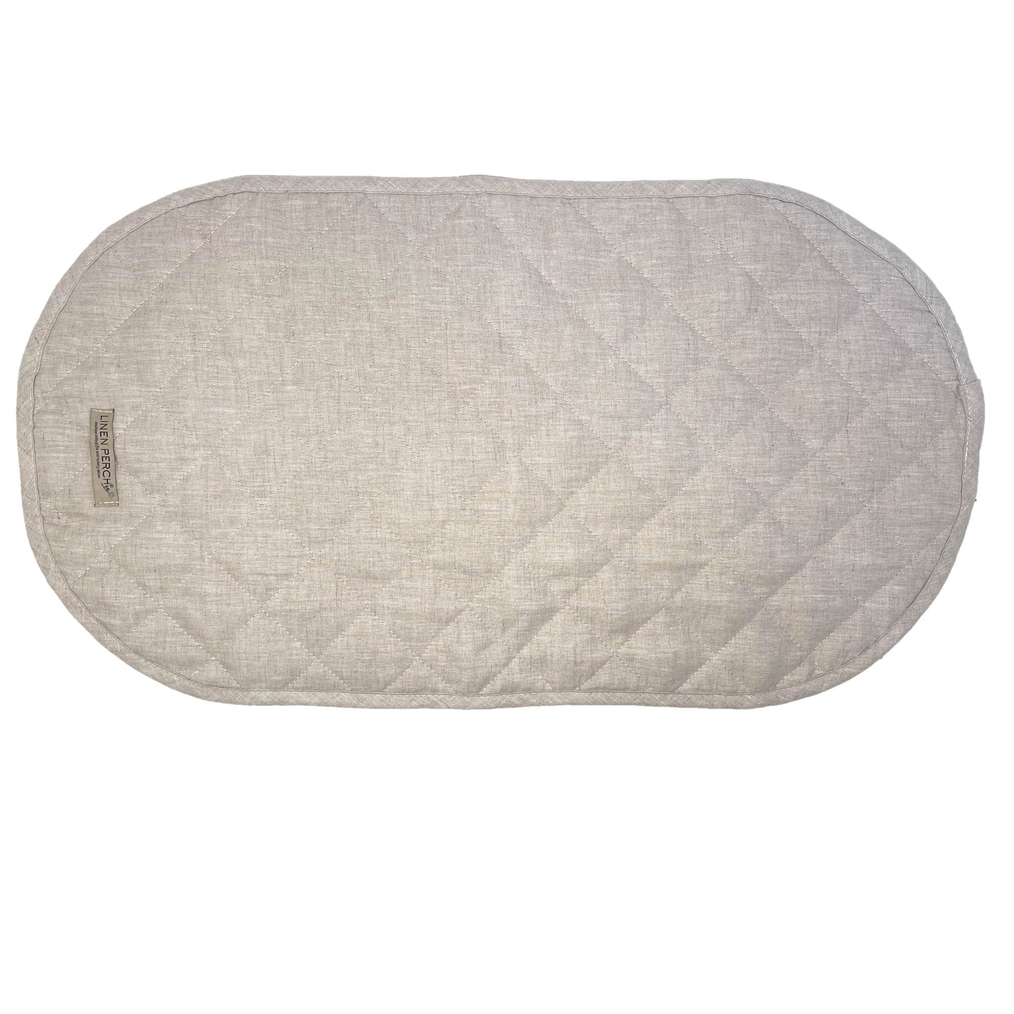 Baby Changing Basket with Pad - CPSC Safety Compliant - 100% Quilted Linen Cover Included - Nursery Changing Table Baskets - Baby Moses Basket Inspired - Diaper Changing Pad Set - 32”x16“x4“ (Linen)