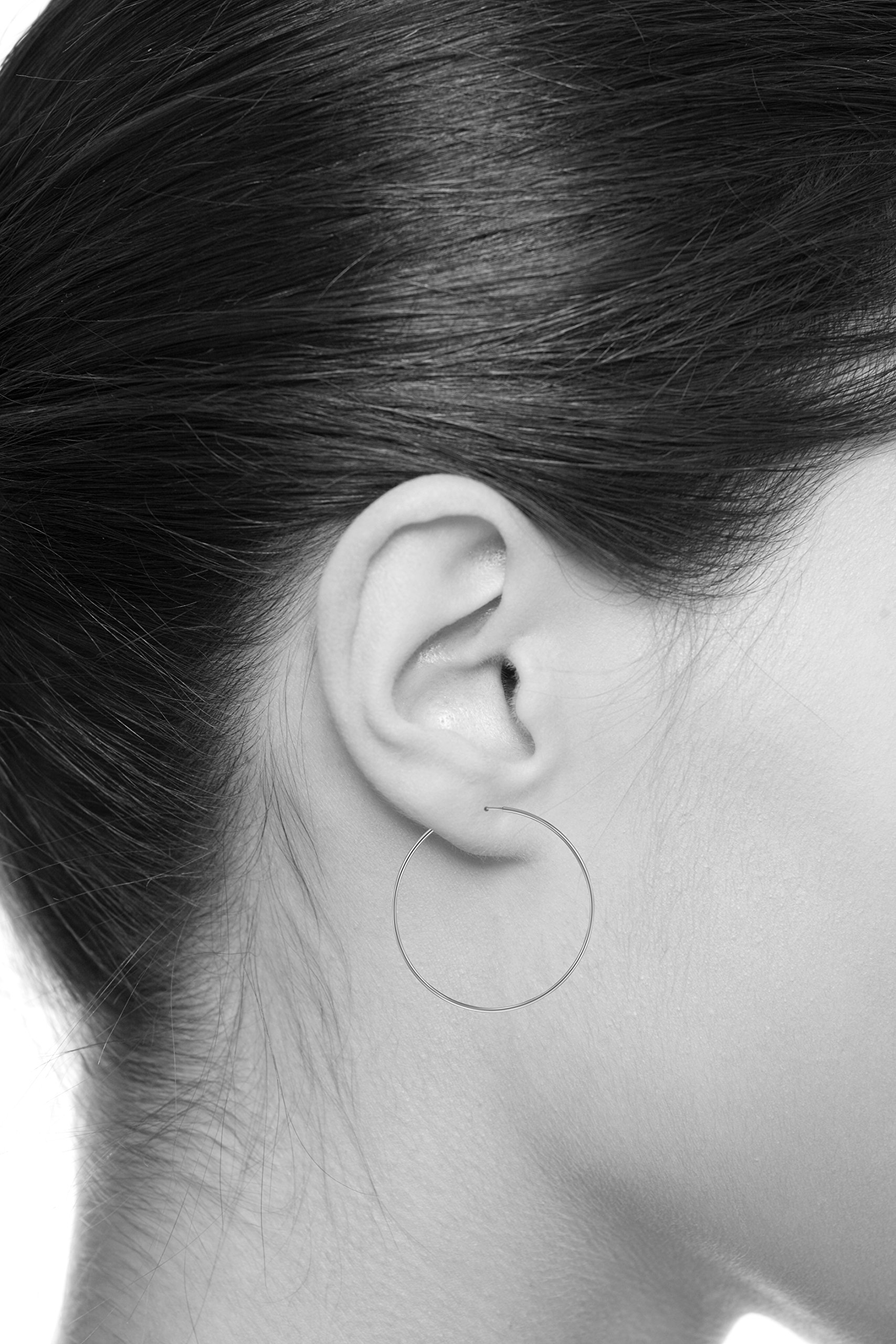 14k REAL White Gold 1.5mm Thickness Endless Hoop Earrings (55 x 55 mm)