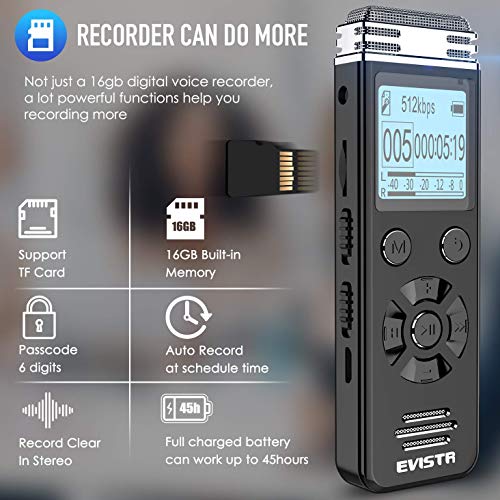 40GB Digital Voice Recorder for Lectures Meetings - Portable Recording Devices with Playback, Line-in, Password, USB Rechargeable