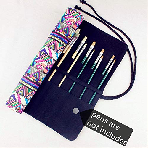 LaVenty Boho Roll Up Paint Brush Holder Painting Organization And Storage Artist Canvas Roll Pouch Bag Makeup Brushes Case Organizer Without Brushes