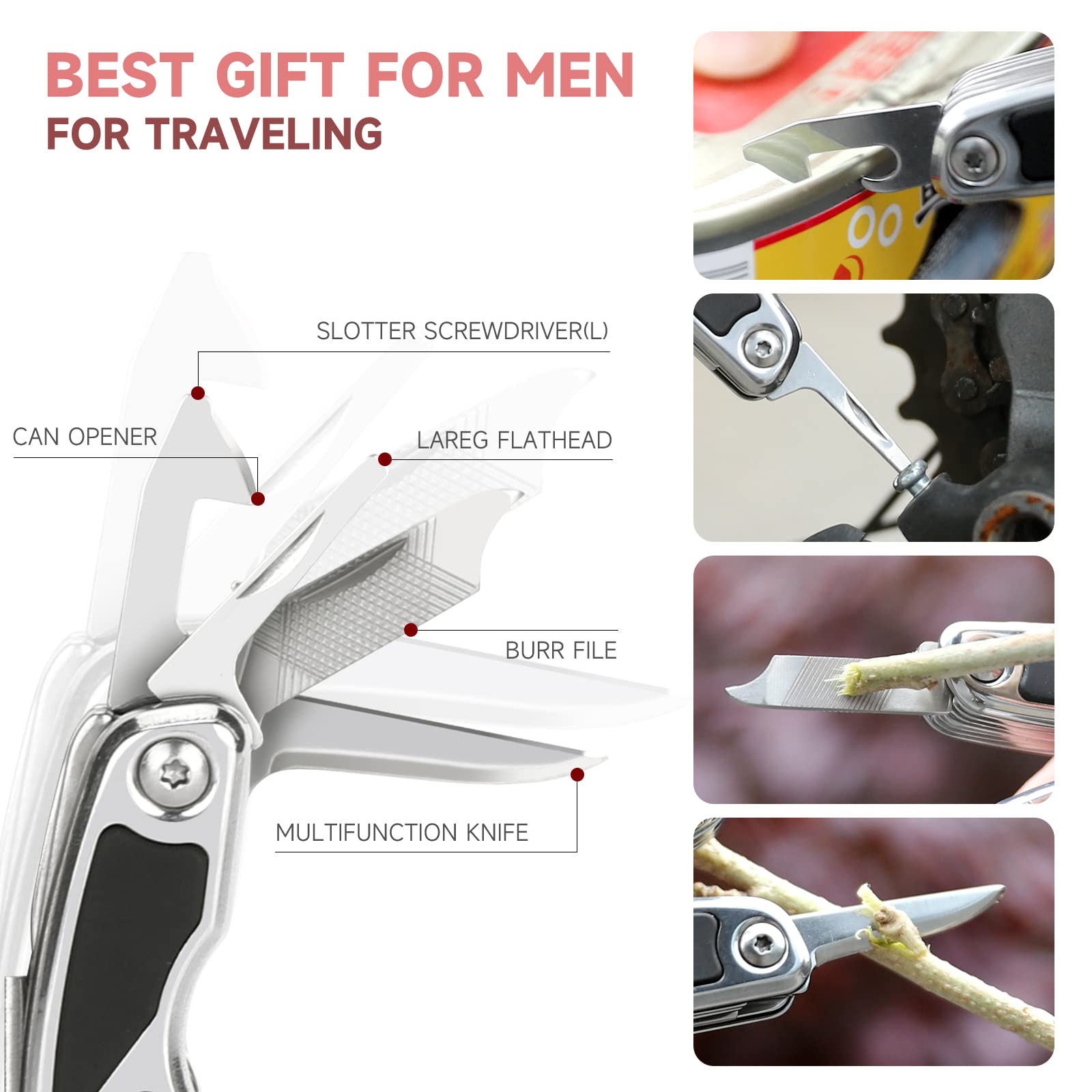17-In-1 Multitool with Flashlight, Valentines Day Gifts for Him Dad Husbaand, Multitool Pliers Pocket Knife Pliers with Nylon Sheath, Handy Multi-Tool for Outdoor, Camping, Hunting, Survival