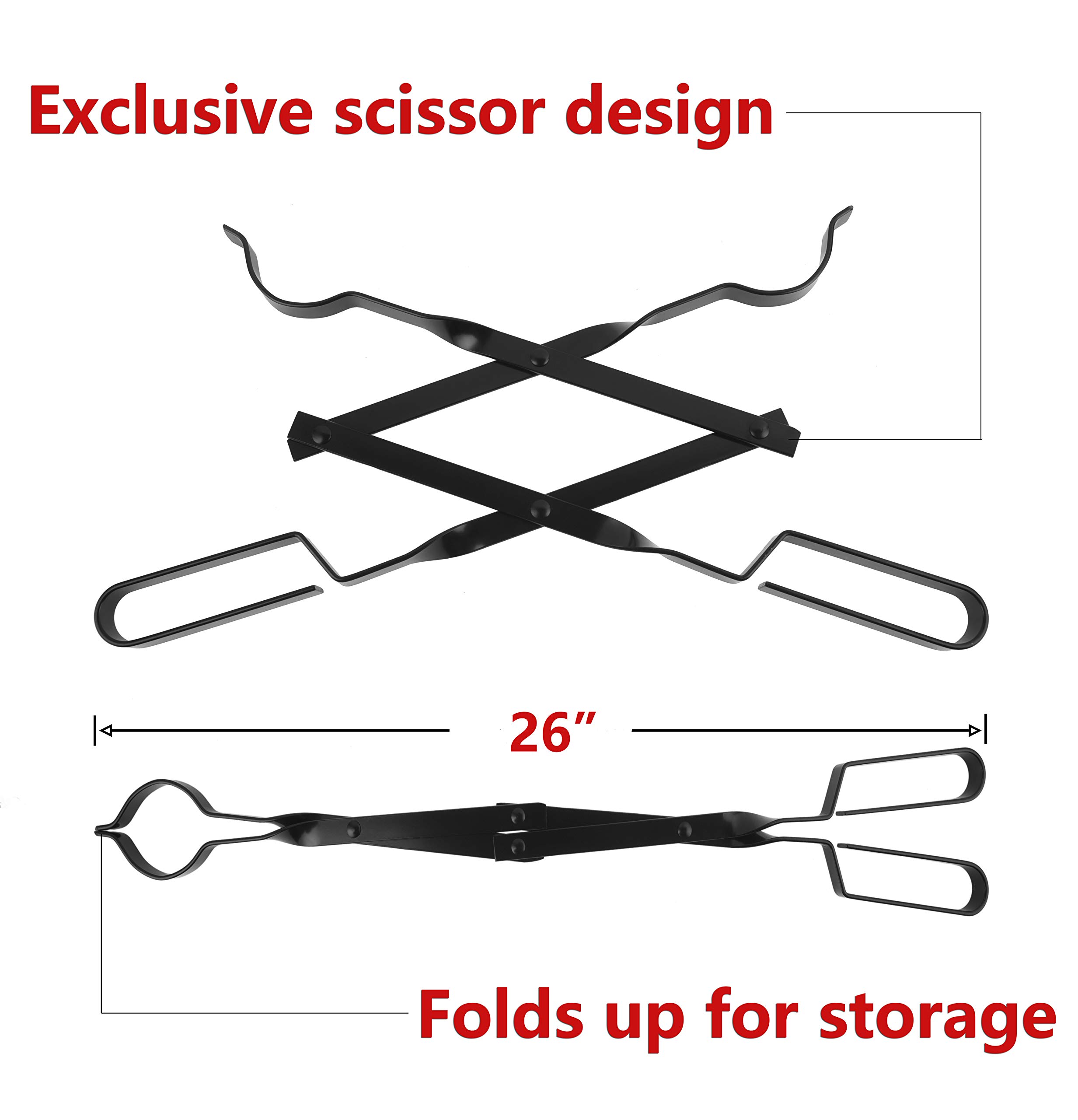 26-Inch Campfire Fireplace Tongs and Wood Fireplace Bellows Leather Fire Bellow Fire Pit Air Blower with Stainless Steel Nozzle, Outdoor Cooking Camping Chimney Pump Barbecue Fire Tools Accessories