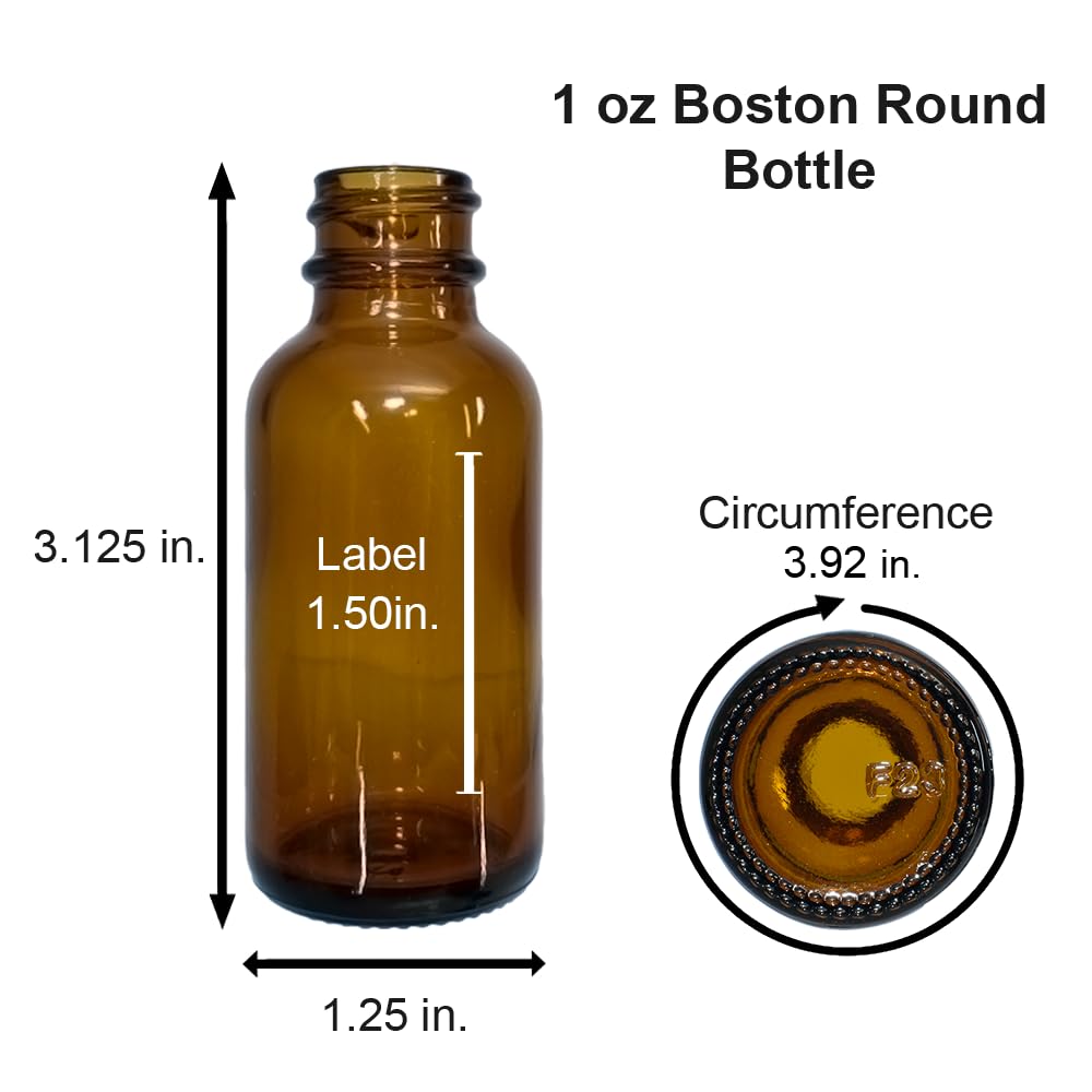 GlassBottleOutlet (Pack of 108) 1 oz. Amber Boston Round with Black Fine-Mist Sprayer