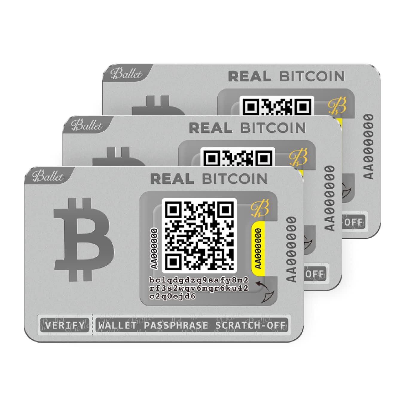 Ballet 3-Pack Gift Set Real Bitcoin - The Easiest Crypto Cold Storage Card - Cryptocurrency Hardware Wallet with Multicurrency and NFT Support