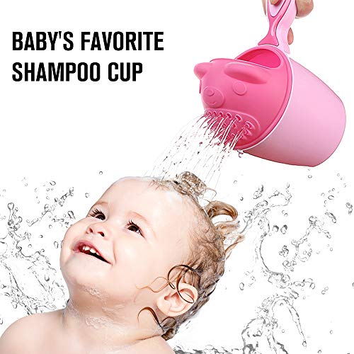 Baby Dippers Bath Rinse Cup Shampoo Rinser Shower Sprinkler Spoon Bathroom Accessories for Baby Tub (Pink)