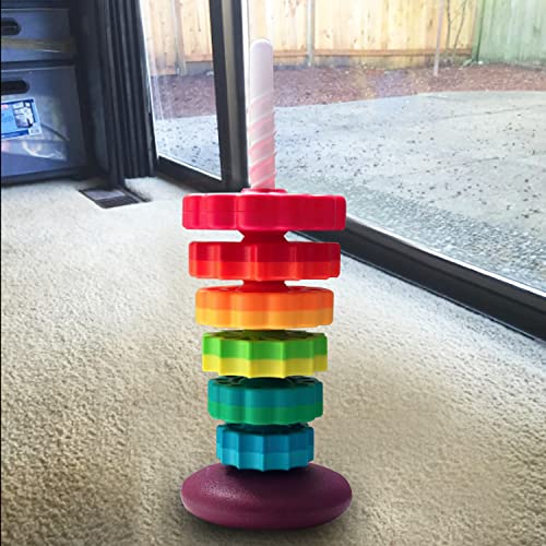 Baby Spinning Toy – Stacking Toy for Babies and Toddlers – Educational Toddler Learning Toys – Rainbow Spinning Wheel Toy for Focus, Dexterity, Brain Development, Interactive Learning Stacking Toys