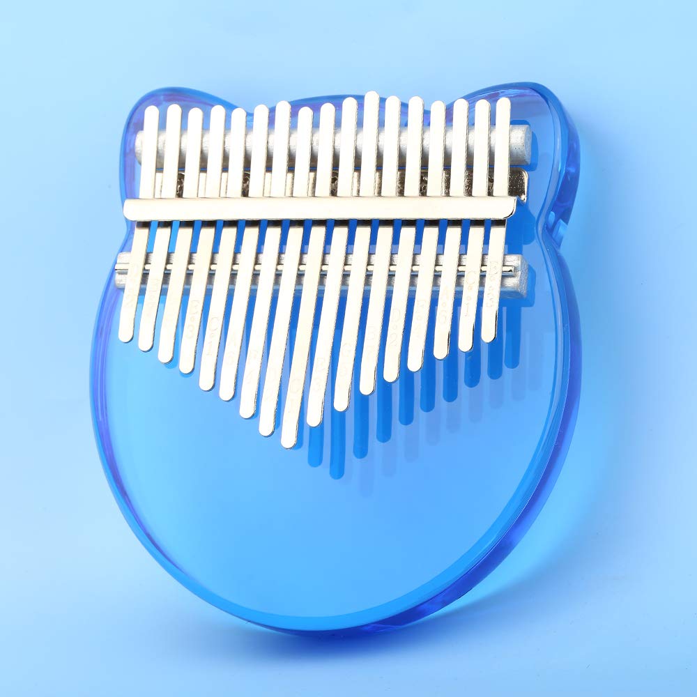 17-Key Kalimba Thumb Piano Portable Crystal Transparent ABS Mbira Keyboard Finger Piano Musical Instrument Performance (Blue)