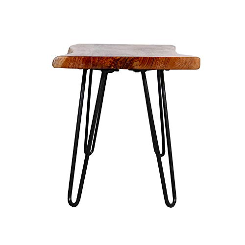 Alaterre Furniture Natural Live Edge Bench w/Metal Hairpin Legs, Unique Rustic Look for Home Décor Versatility & Style, Durable for Years to Come, Easy to Assemble