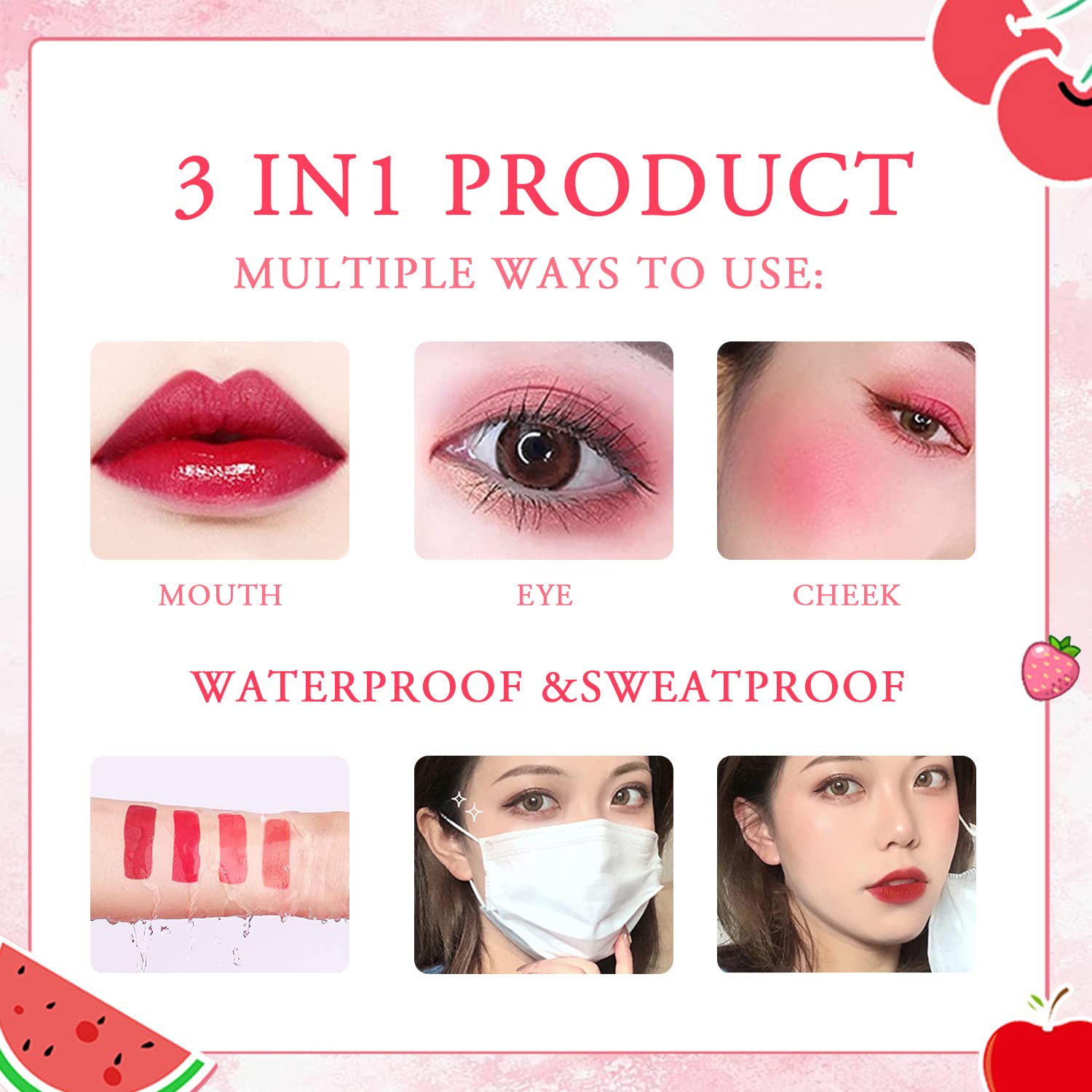 2 Colors Lip Stain Tint,Plumping Mini Liquid Lipstick,Hydrating Moisturizing Lip Cheeks And Eyes,Waterproof&Long Lasting,Natural Glossy Korean Lip Tint Stain Easy Application, Non-Sticky(03+04)