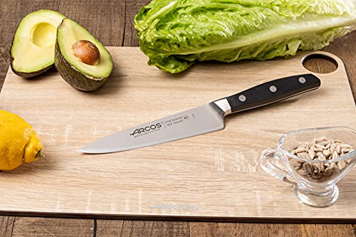 ARCOS Chef Knife 6 Inch Stainless Steel. Professional Kitchen Knife for Cooking. Ergonomic Polyoxymethylene Handle and 150 mm Blade. Series Manhattan. Color Black