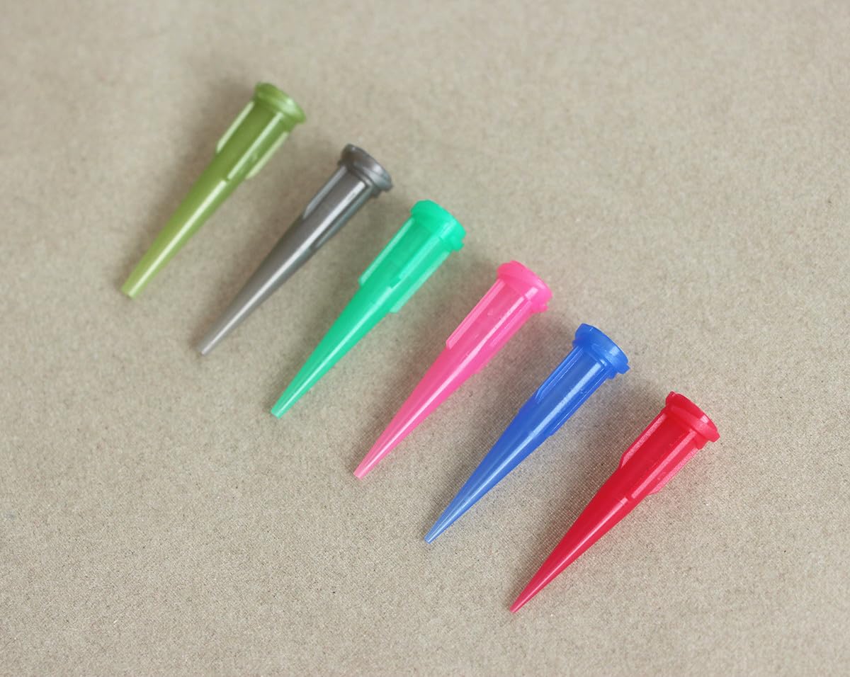 Glue Henna Dispensing Needles Plastic Tapered Tip Assorted Sizes 90 Pieces (15 Each of 6 Sizes)