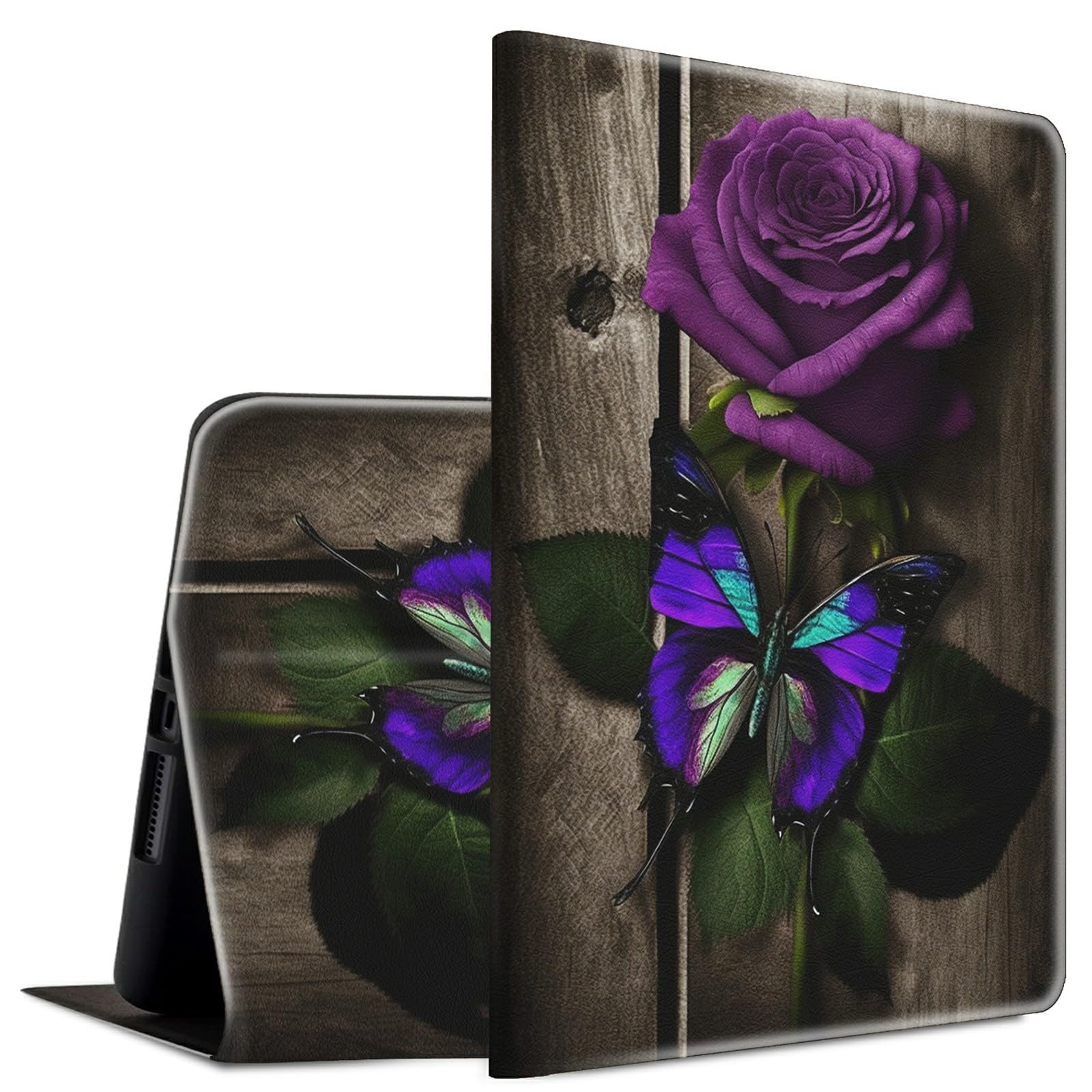 Case for Samsung Galaxy Tab S6 Lite 10.4 inch 2020 SM-P610/P615,Spsun Lightweight Smart Shell PU Leather Adjustable Stand Protective Cover with Auto Wake/Sleep Feature - Purple Rose & Butterfly