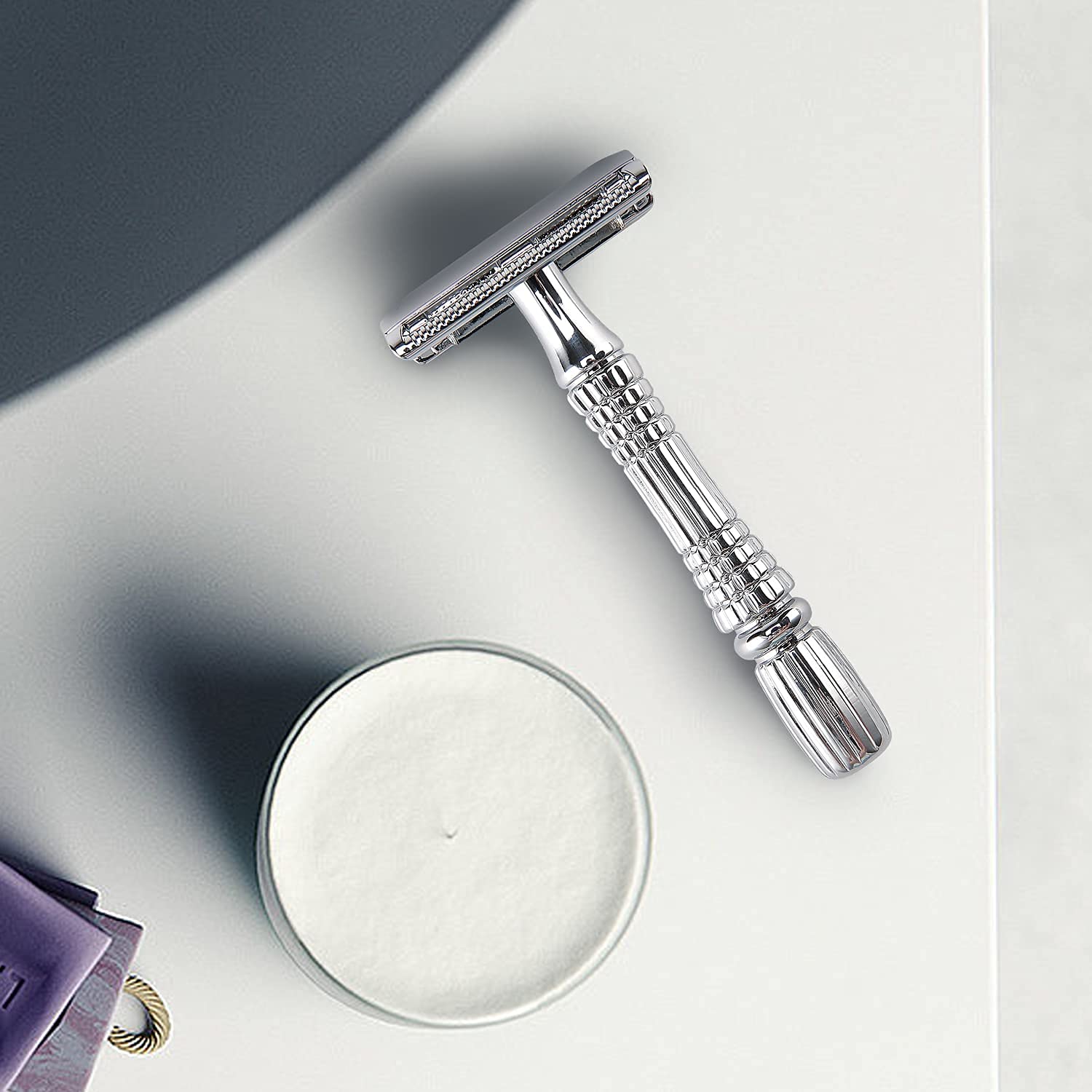 BAILI Classic 3-Piece Double Edge Safety Razor Wet Shaving for Men Women with Platinum Blade and Mirrored Travel Case BD176