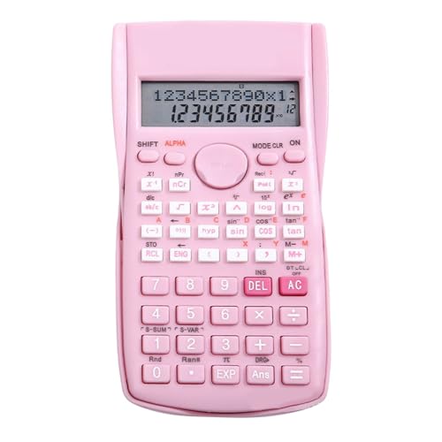 12 Bit Efficient Scientific Calculator, 240 Functions Math Calculator with LED Display, Sliding Hard Cover, Easy Use for Students Teachers (Pink)