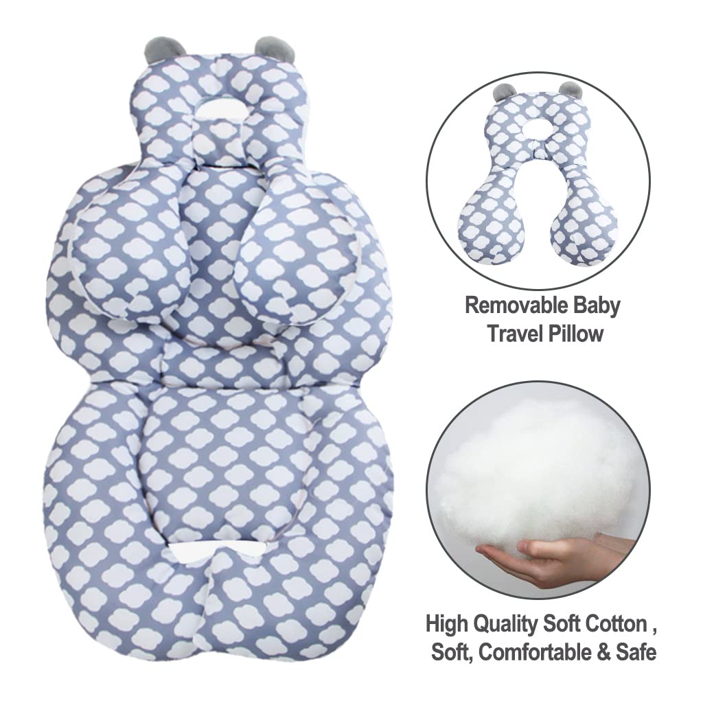 vocheer Head and Body Support Pillow with Neck Support for Baby Car Seat and Strollers, Cloud