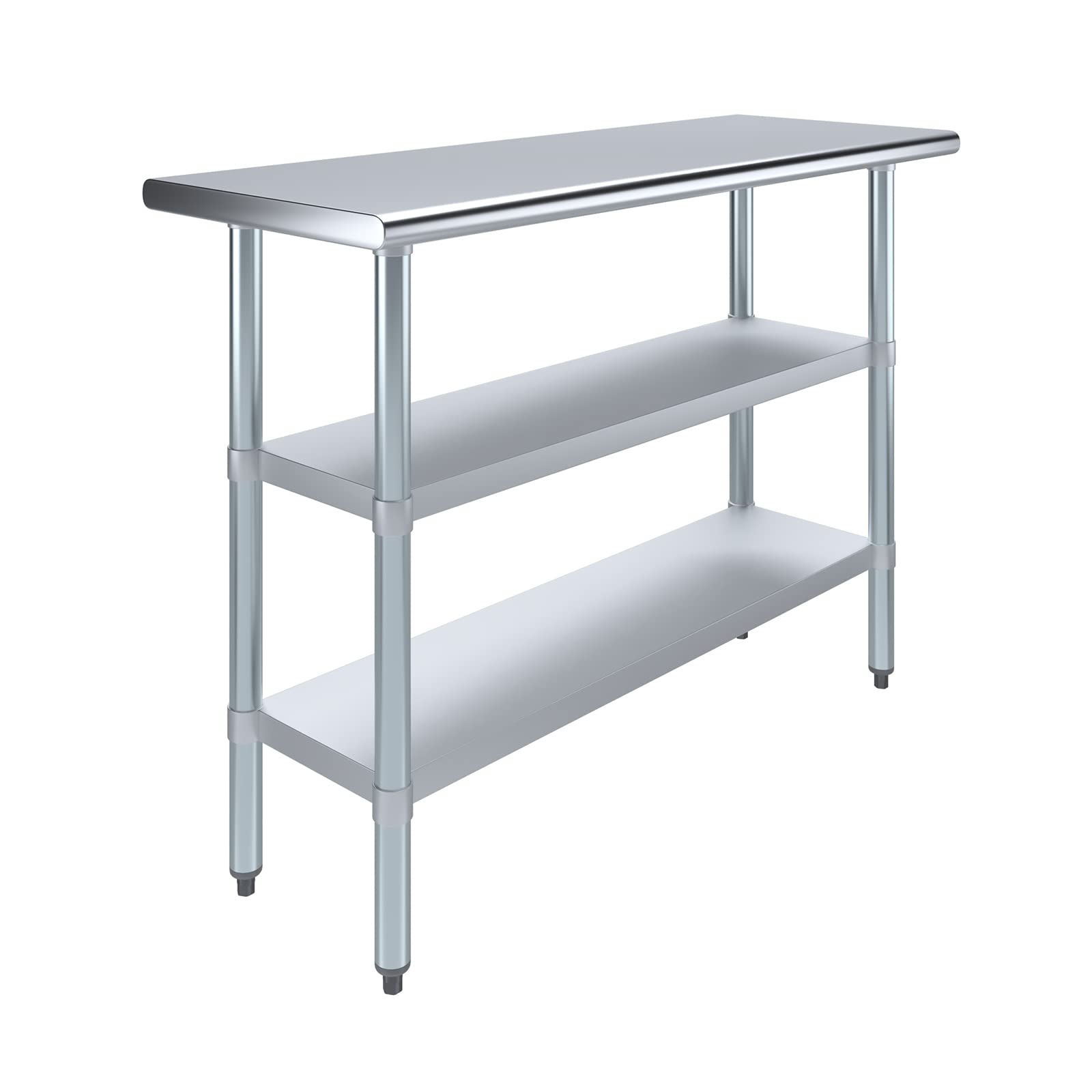 AmGood Stainless Steel Work Table with 2 Shelves | NSF | Metal Utility Table (48" Long x 18" Deep)