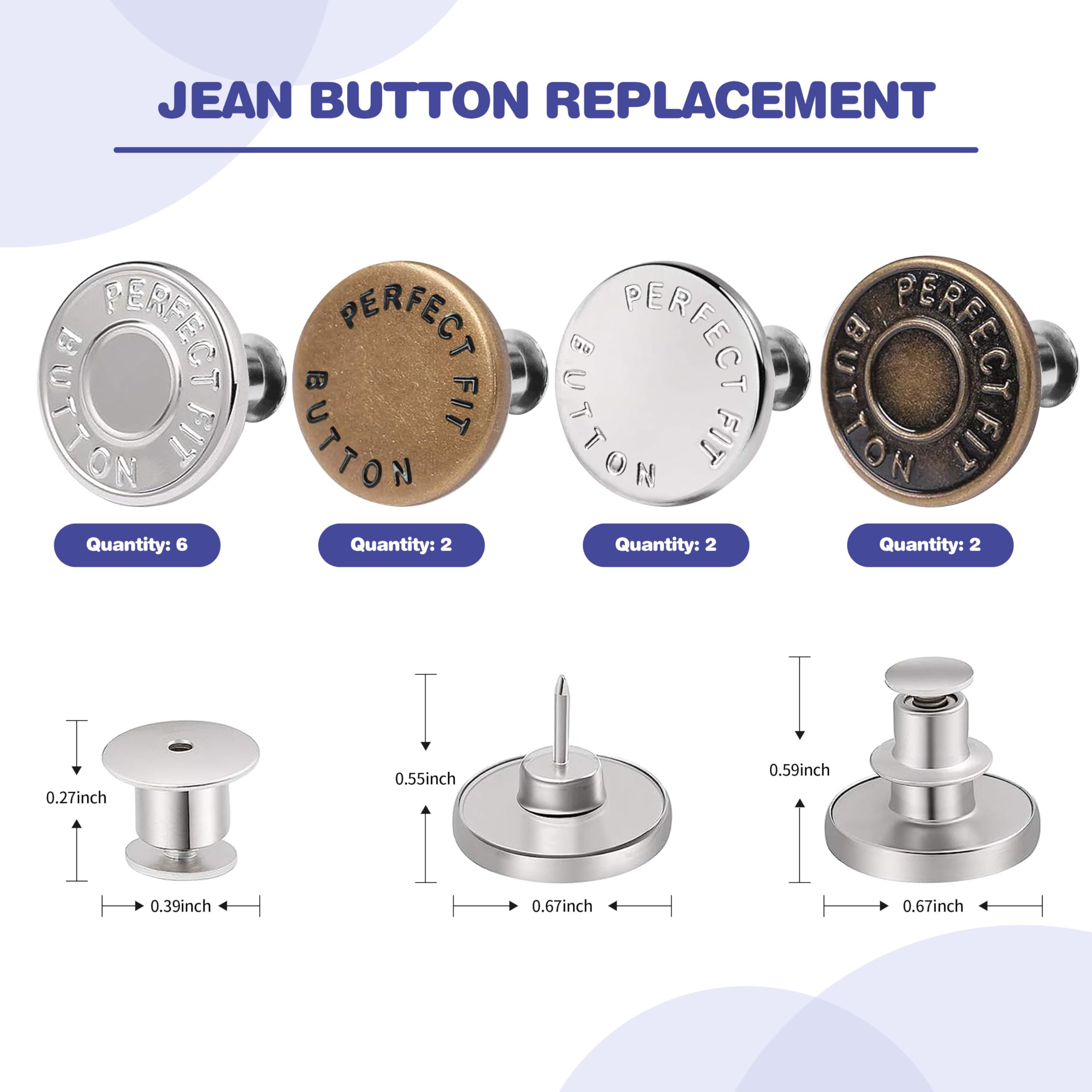 12 Sets Buttons pins for Loose Jeans,No Sew Jeans Button Replacement,Pants Button Tightener for Waist,Button Pins for Jeans to Make Smaller,Women's Novelty Buttons,Reusable and Adjustable