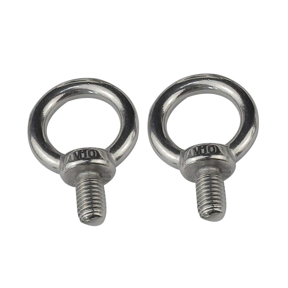 BOL-69071 2PCS Stainless Steel 304 JIS 1168 Thread Eye Bolt Rigging Hardware M5 M6 M8 M10 M12 Heavy Duty Hardened Steel Eye Bolt-(Dims: M8/ Type: Stainless Steel 304)