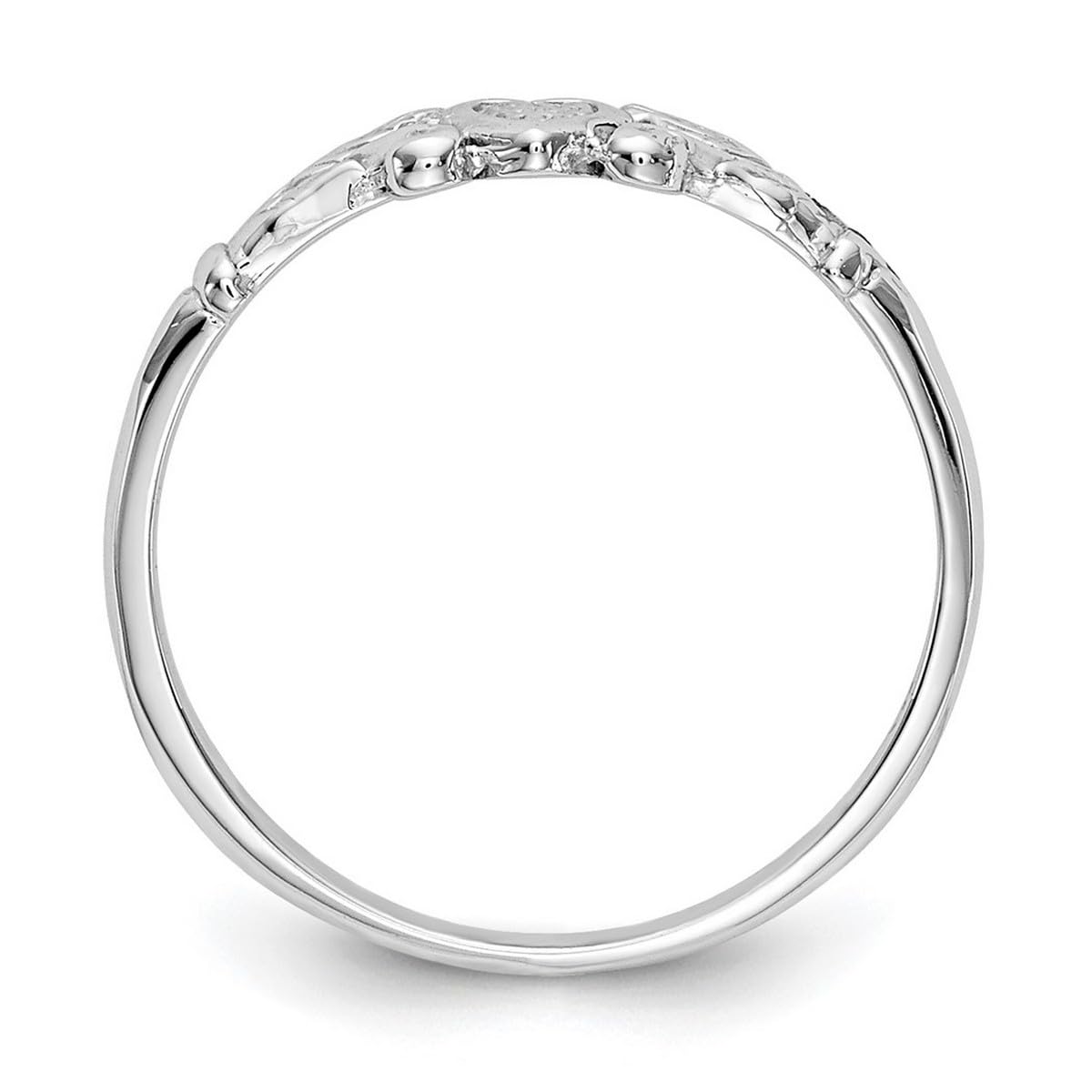 14k White Gold Solid Polished Flat back Textured Mini Love Heart Baby Ring Size 1.00 Jewelry for Women