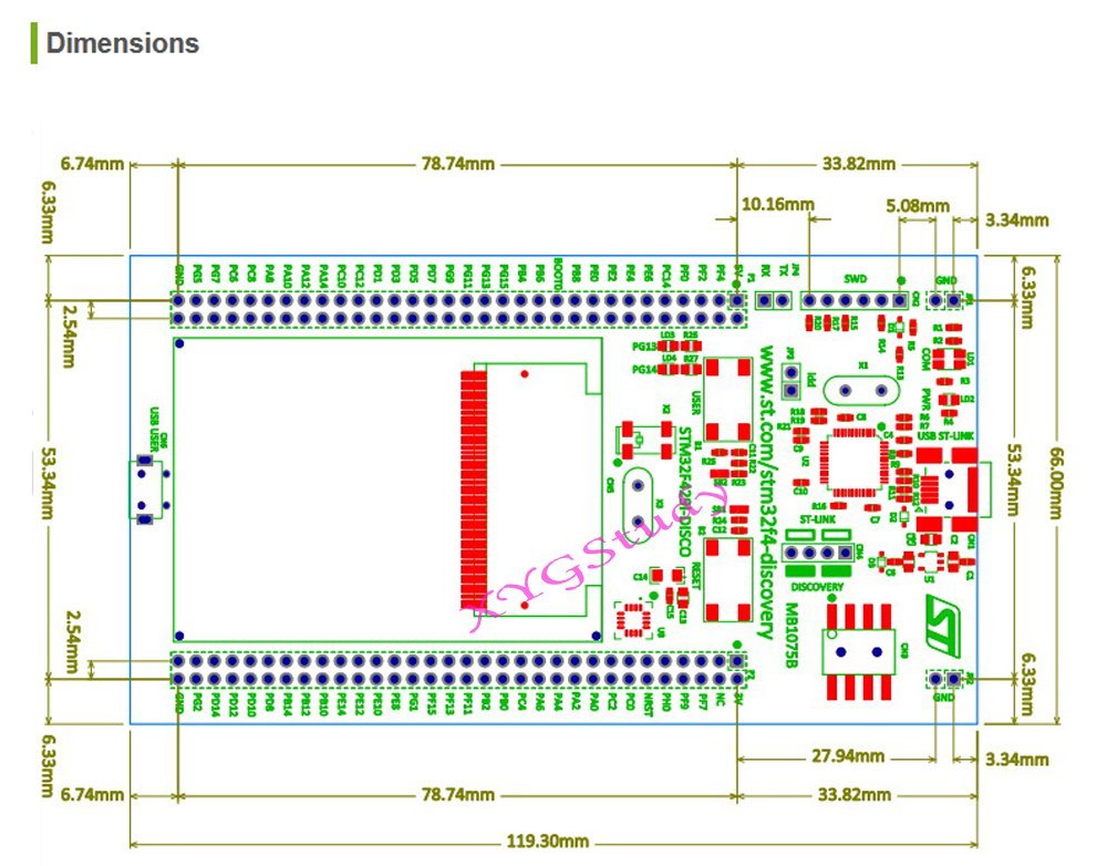32F429IDISCOVERY STM32F429I-DISC1 STM32F4 Discovery Kit STM32F429 STM32F429ZIT6 MCU Discovery Development Board Embedded ST-Link/V2 debugger @XYGStudy