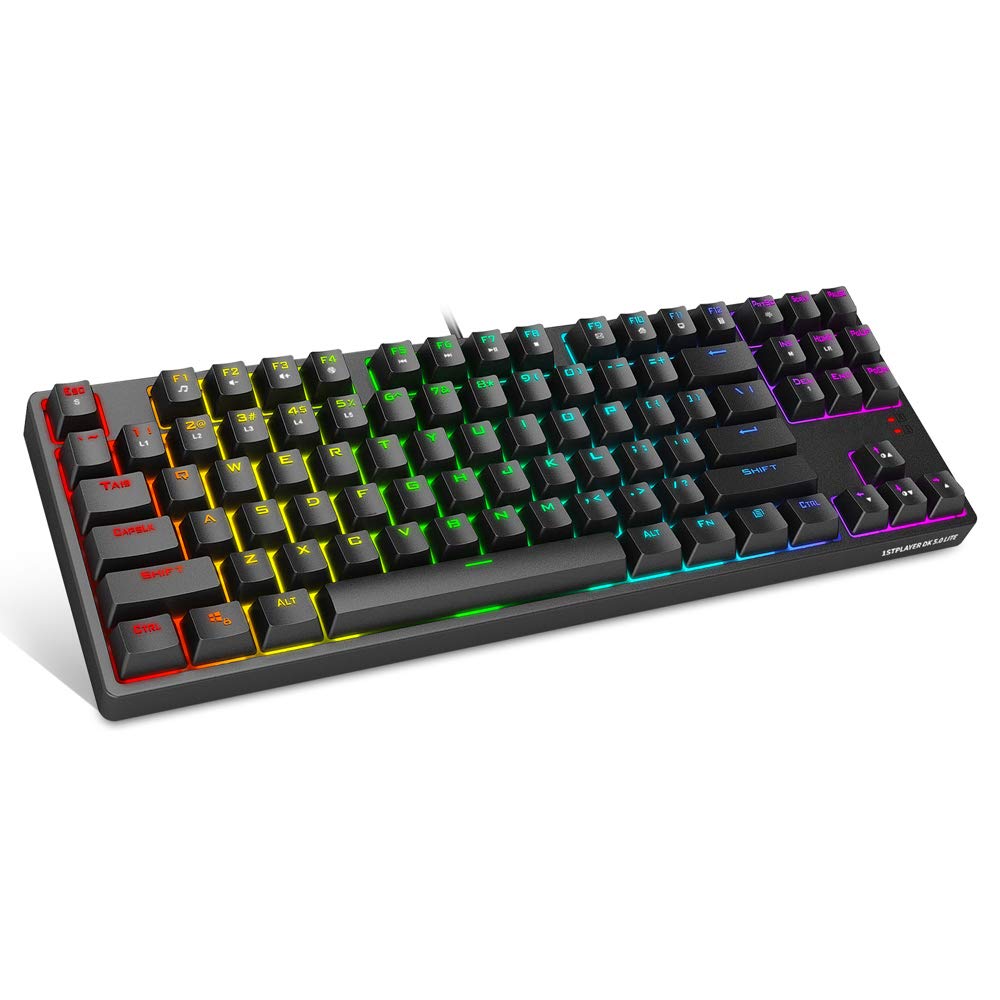 1ST PLAYER TKL RGB Gaming Mechanical USB Wired Keyboard DK5.0 LITE Cherry MX Brown Switch Equivalent Compact 87 Keys NKRO Tenkeyless LED Backlit Computer Laptop Keyboard for Windows PC Gamers