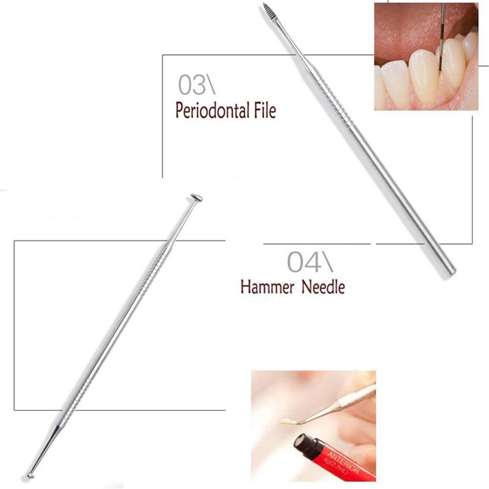 9Pcs Stainless Steel Dental Tools Dentist Teeth Clean With Leather Case