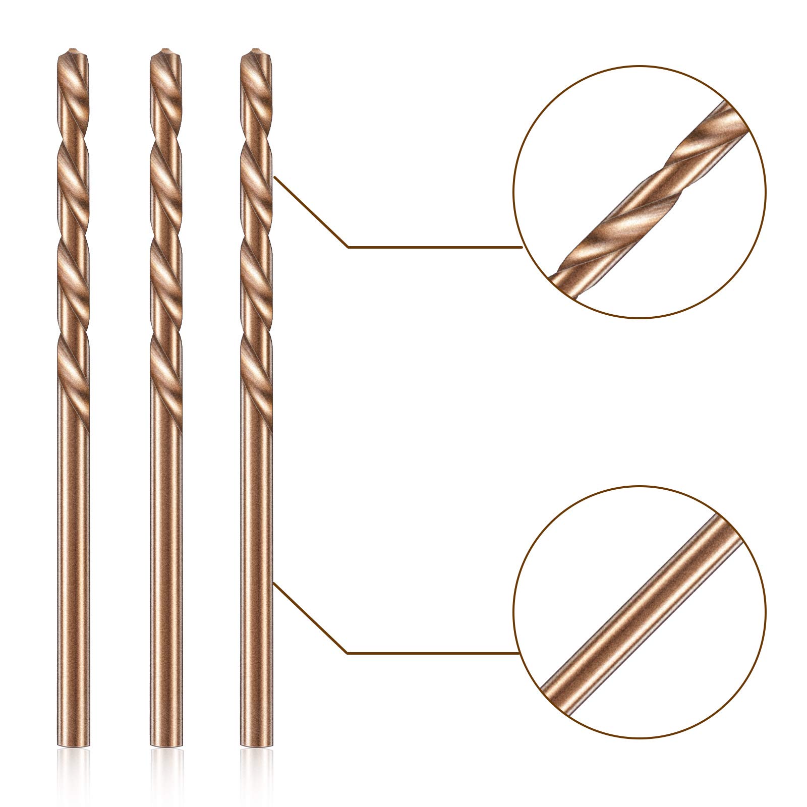 15 Pieces Cobalt Drill Bit Set M35 High Speed Steel Twist Drill Bit Set for Hardened Metal Stainless Steel Cast Iron Woodwork Plastic (1/8 Inch)
