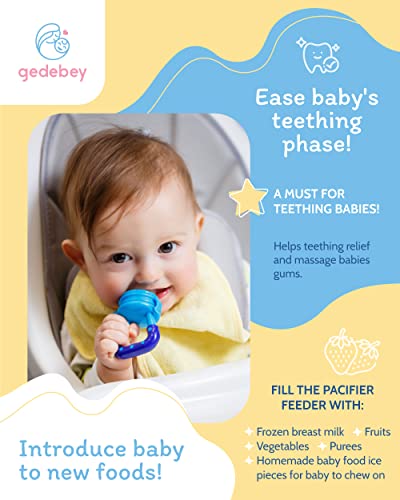 Baby Fruit Feeder Pacifier - 3 Pack | 2 Frozen Fruit Teething Pacifier & 1 Baby Food Spoon Feeder | Baby Silicone Feeder Pacifier | Teething Feeder, Baby Food Feeder Fruit Pacifier (Pink)