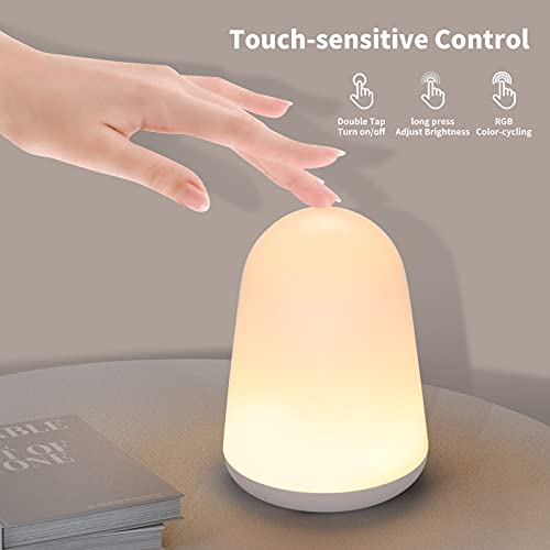 BAXIA TECHNOLOGY Night Light for Kids Room Touch Lamp for Bedroom,Rechargeable Kids Night Light Bedside Lamp with 7 Colors Changing & Dimming
