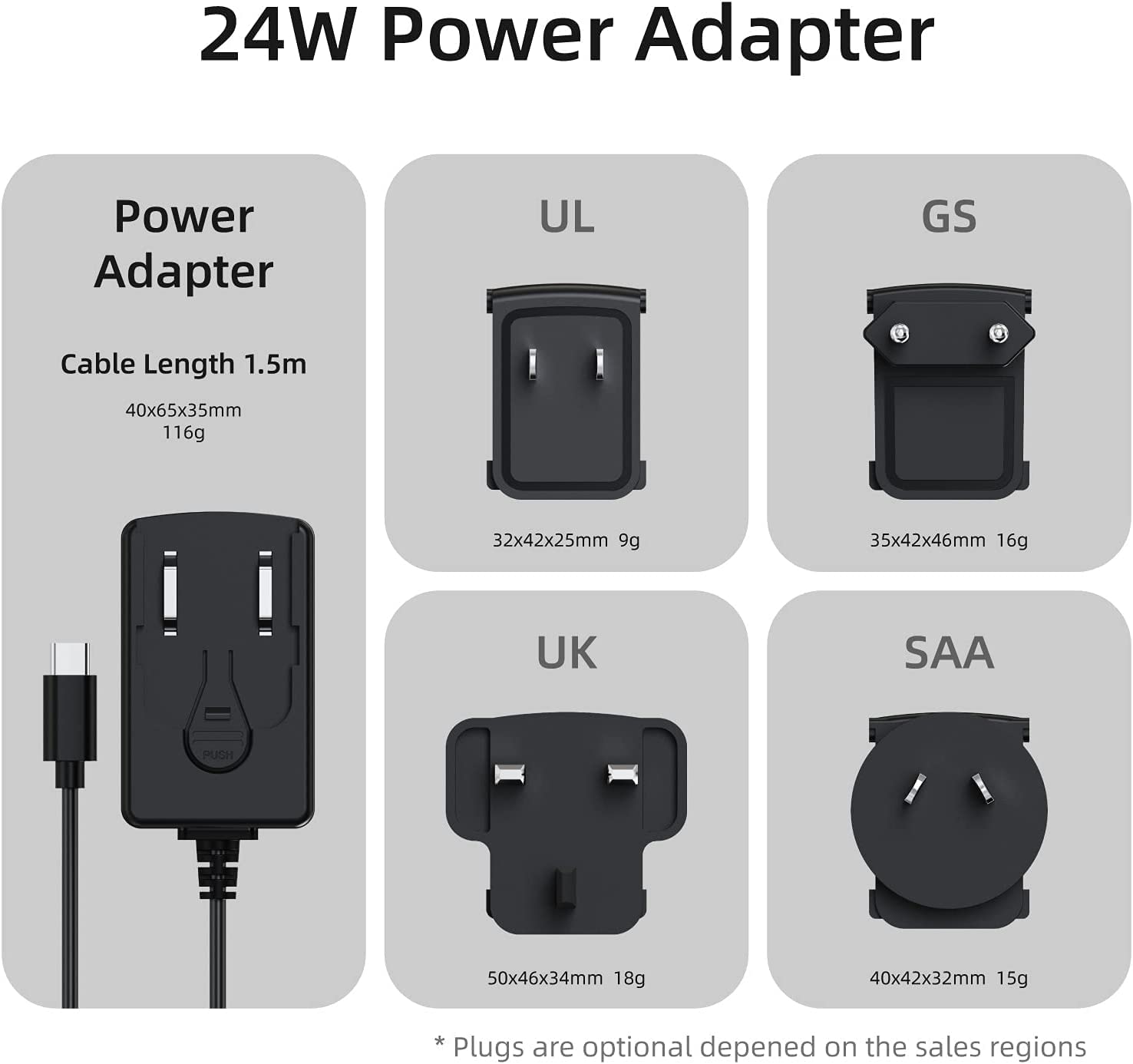 MeLE 12V 2A DC to AC Power Adapter with Type-C Port and UL UK GS Standard Plugs for MeLE Mini PC Computer Quieter2Q Quieter2D Quieter3Q Quieter3C Quieter4C and PCG02 Pro