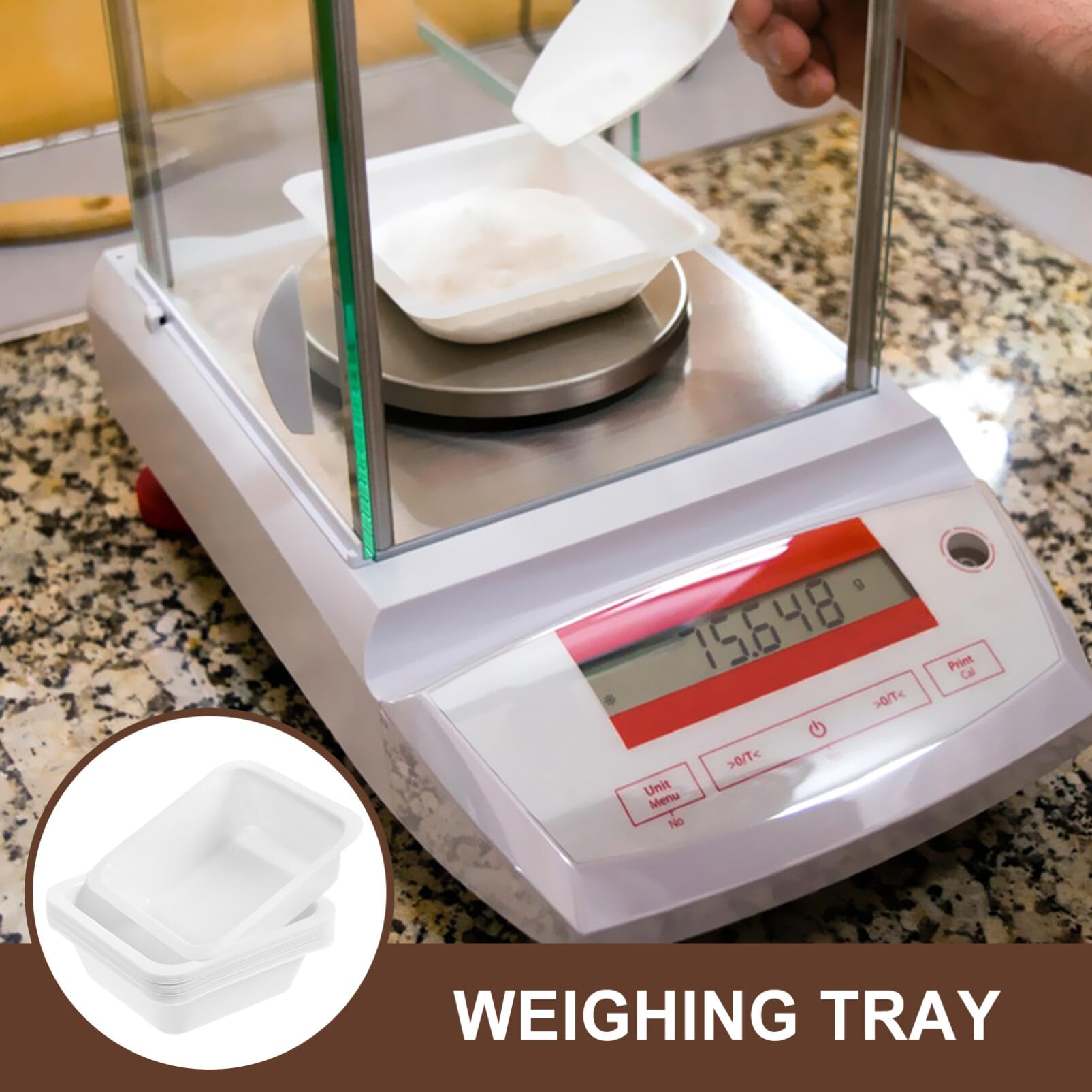 Baluue Weigh Boats - 20pcs Plastic Square Large Weigh Boats for Scale, Anti-Static Weighing Dishes for Powders Liquids, Lab Boat Dish Container Lab Mixing Pan for Measuring