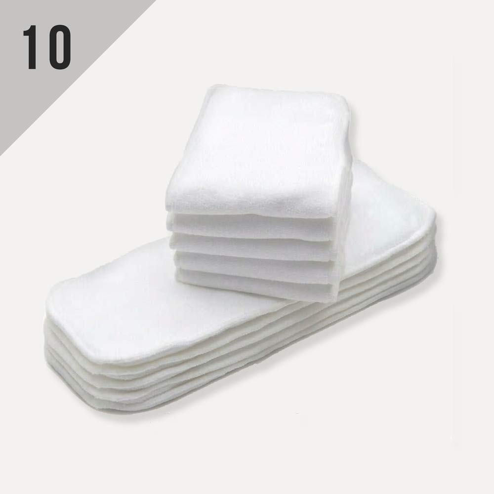 KaWaii Baby Super Absorbent Stay-Dry Microfiber Inserts for One Size Cloth Diapers, 3 Layered, 8-36 lbs Washable Reusable Soaker Pad - Pack of 10