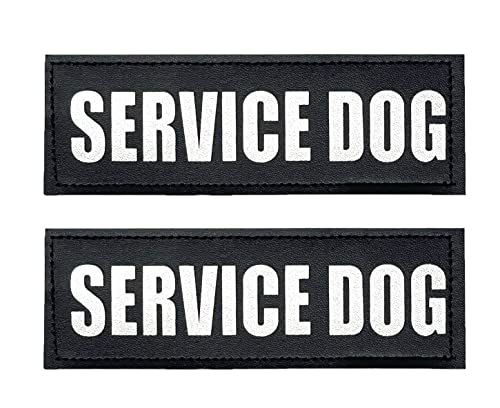 Albcorp Reflective Service Dog Patches with Hook Backing for Service Animal Vests /Harnesses Large (6 X 2) Inch