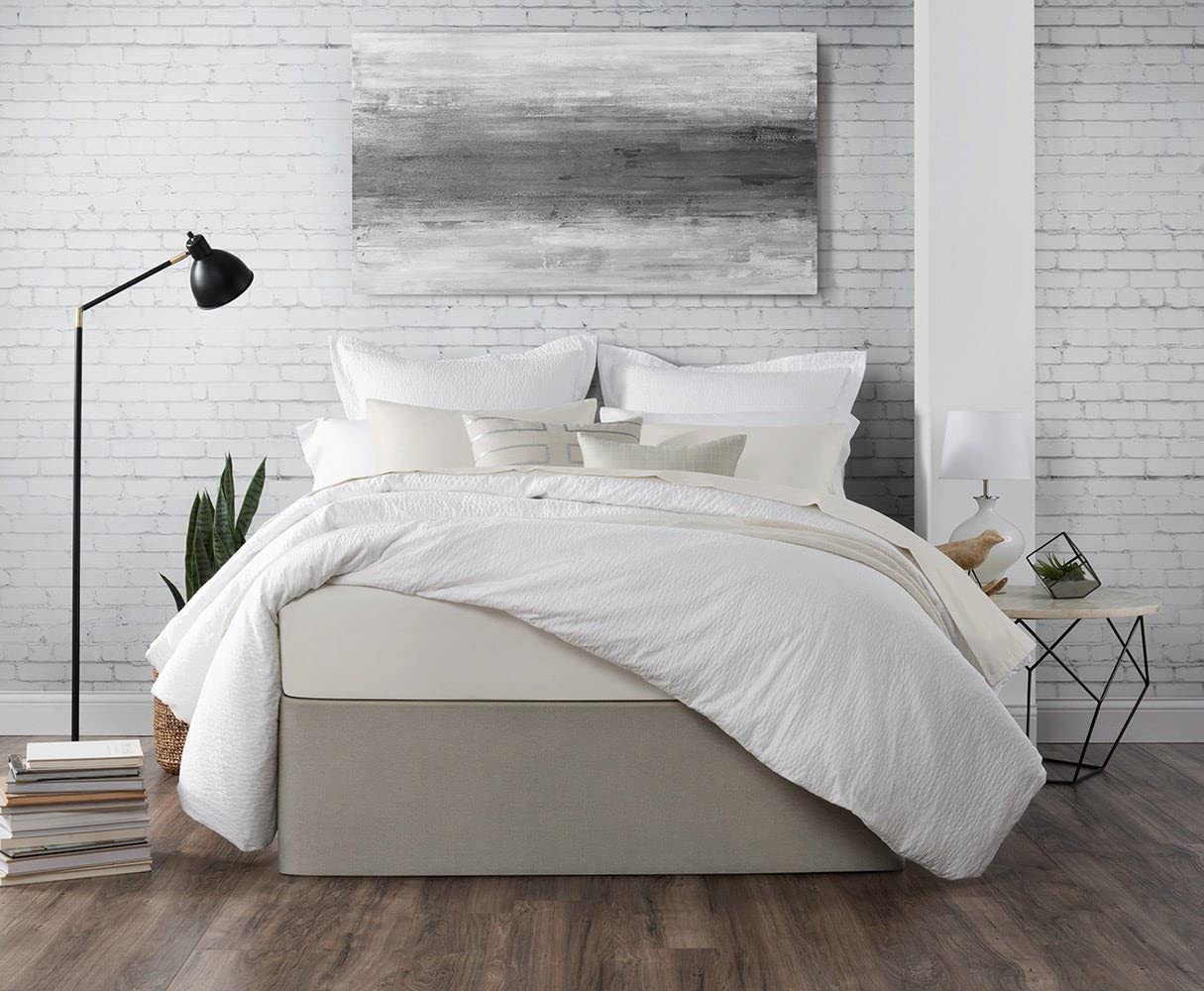 Standard Textile Circa Bed Wrap, Modern Bed Skirt Alternative with Bamboo Core, Haze, King/Cal King