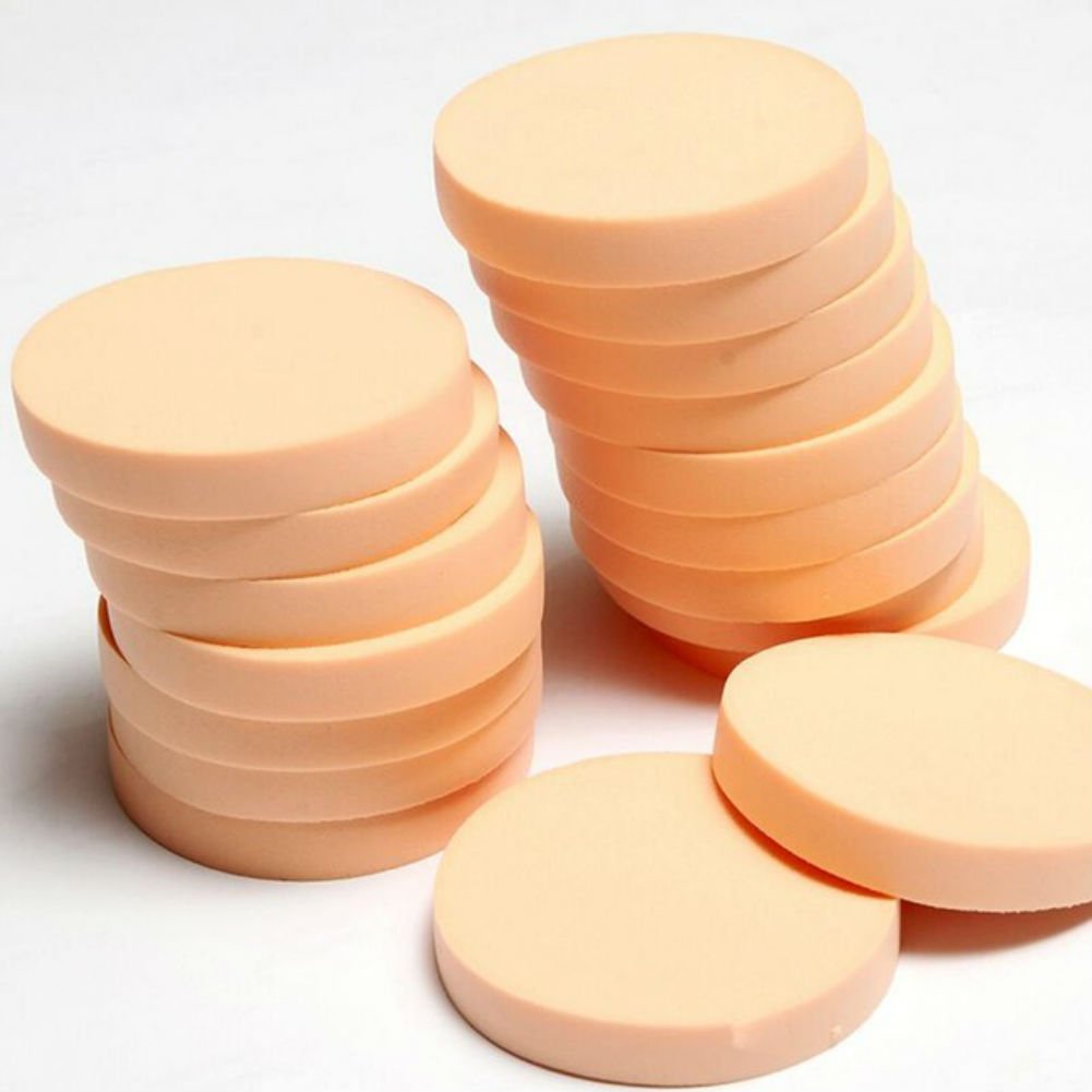 AKOAK 20pcs Round Make Up Facial Face Soft Sponge Cosmetic Puff Women Lady Beauty Makeup Foundation Powder Puff (SKIN COLOR/20)
