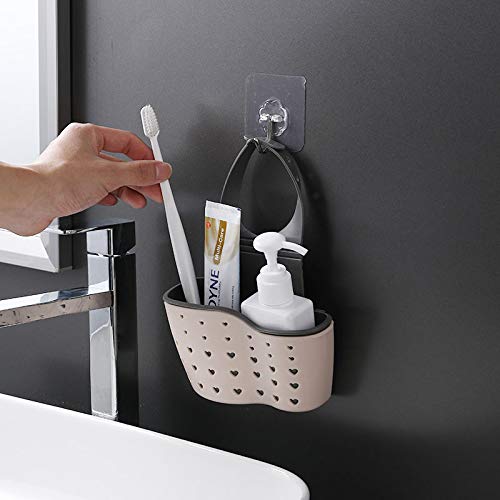 Kitchen Sponge Holder, Kitchen Sink Organizer, Sink Caddy, Sink Tray Drainer Rack, Brush Soap Towel Holder (Beige)