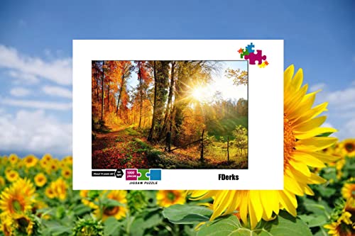 FDerks Jigsaw Puzzles 1000 Pieces Gorgeous Forest Autumn Fall Leaves Seasons Changing Nature Landscape Panorama Large Funny Wooden Puzzle Art Home Wall Decor 75X50cm