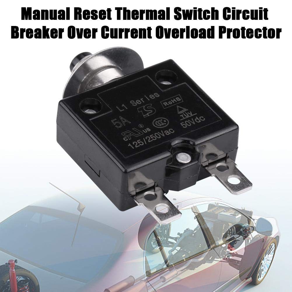 5 A / 8 A / 10 A / 15 A / 18 A / 20 A / 30 A Thermal Switch Reset, Current Overload Device Circuit Breaker Manual Reset Circuit Breaker Overcurrent Protector(5A)