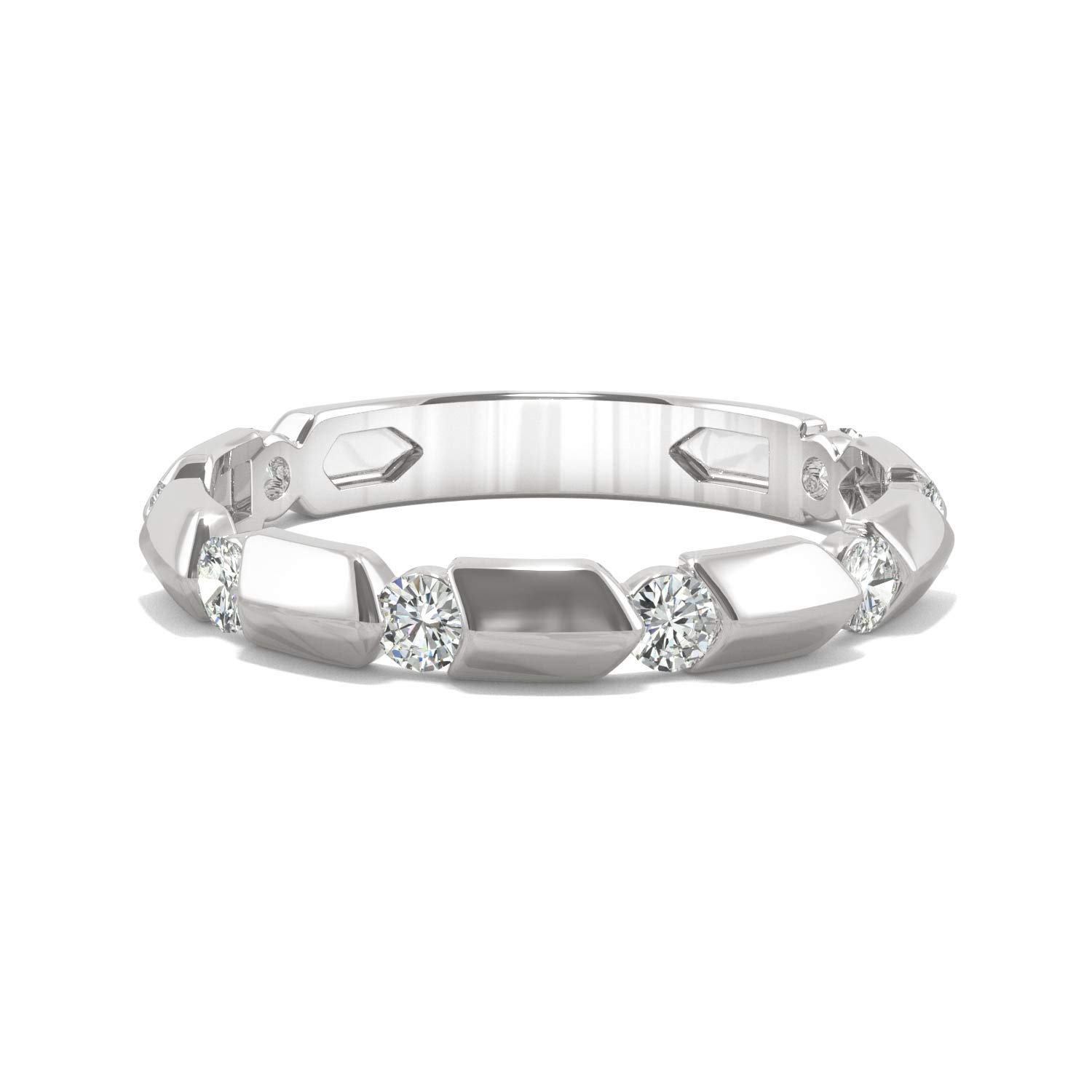 14K White Gold Moissanite by Charles & Colvard 2.5mm Round Fashion Ring-size 6 0.48cttw DEW