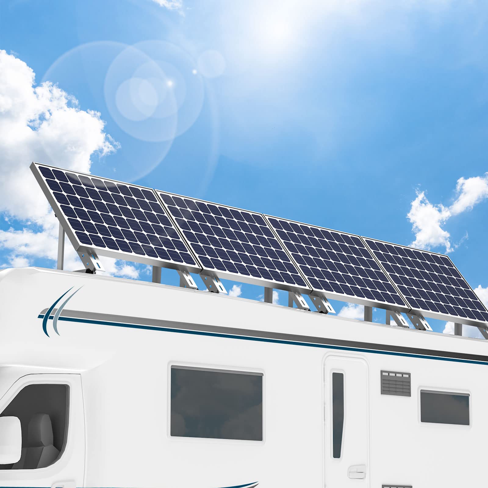 2 Sets 41In Adjustable Solar Panel Bracket, Solar Panel Bracket with Foldable Tilt Legs, Solar Mount, 1040MM Length Support up to 200 400 600 Watt Solar Panel for Homes, Boat, RV, Off-Grid System