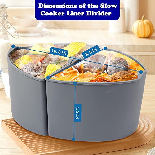 2-in-1 Silicone Slow Cooker Liners fit for 6-7 QT Crockpot, Silicone Slow Cooker Divider Liner, Reusable/BPA Free/Leakproof/Slow Cooker Accessories Cooking Liner for 6-7 Quart Pot