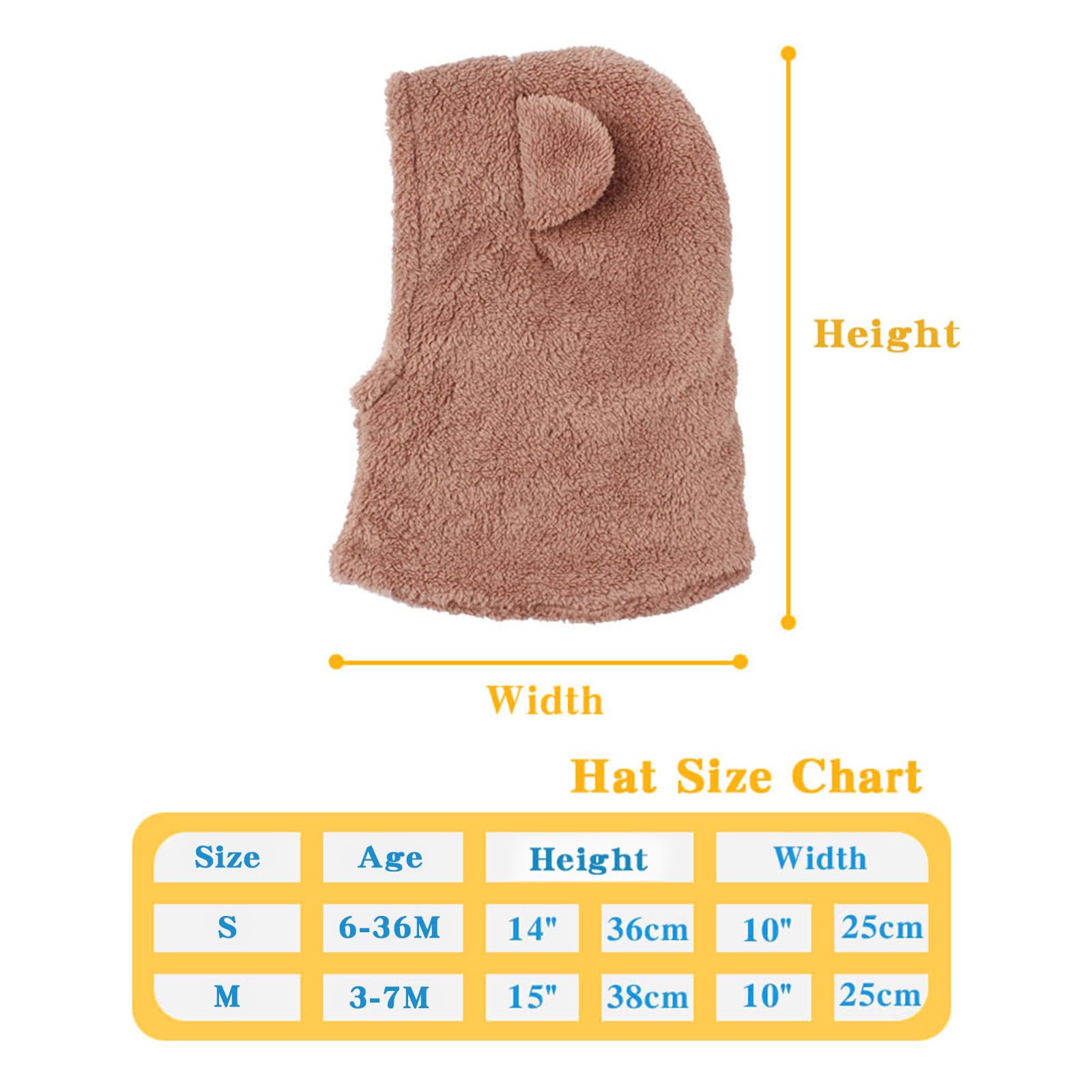 Baby Girls Boys Winter Warm Scarf Hat Kids Thick Earflap Hood Cap with Ear 6M-7T (Khaki,S)