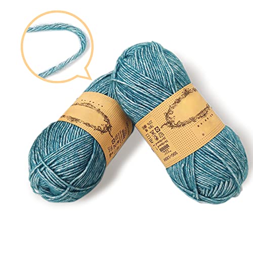 2 Roll Yarn for Knitting Crochet, Velvet Yarn Knitting Yarn Fabric Cloth for DIY Craft Handmade Velvet Coarse Wool Scarf Thread New Year Christmas Gift - Blue, 142 Yards x 2