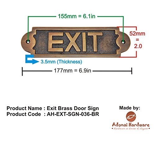 Adonai Hardware Exit Brass Door Sign - Antique Brass