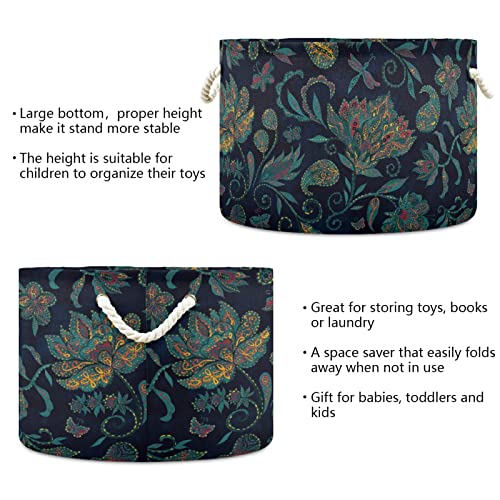 ALAZA Paisley Watercolor Floral Ethnic Pattern Storage Basket Gift Baskets Large Collapsible Laundry Hamper with Handle, 20x20x14 in